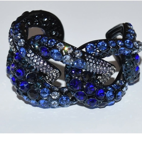 Swarovski | Jewelry | Swarovski Tabloid Blue Crystal Cuff Bracelet | Poshmark